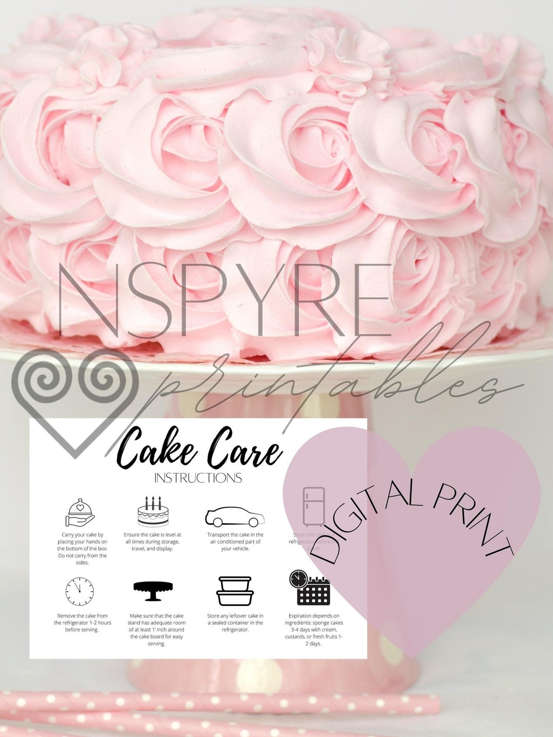 DIGITAL PRINT Cake Care | Digital Art for Cake Care | Digital Download ...