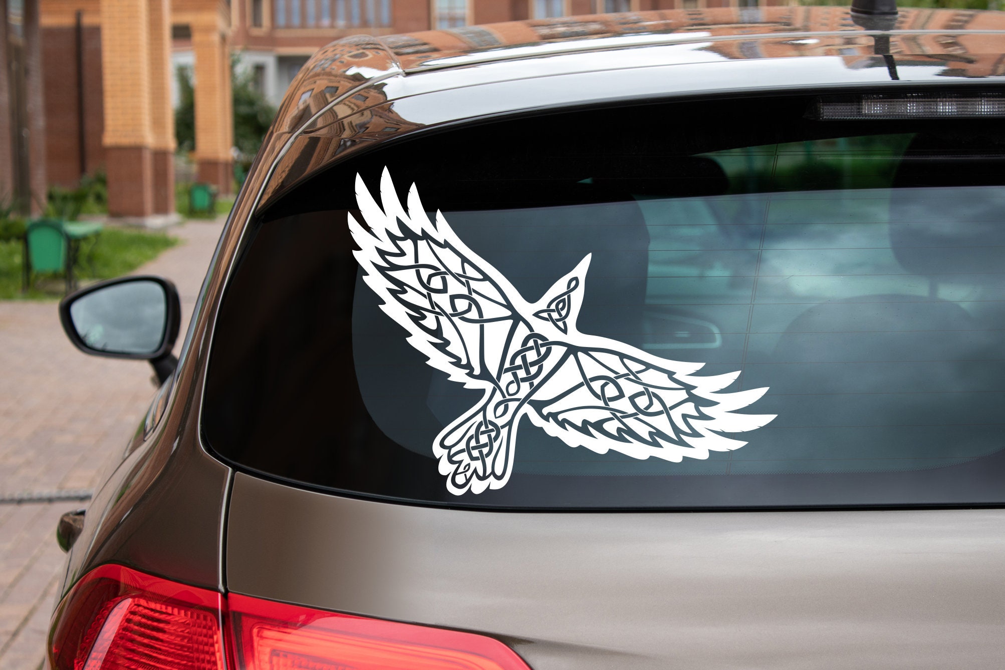 Celtic Knotwork Raven Vinyl Car Decal // Viking Tribal Crow Waterproof ...