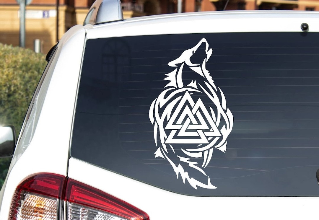 Valknut in Wolf Vinyl Car Decal // Norse Viking Waterproof Sticker for ...