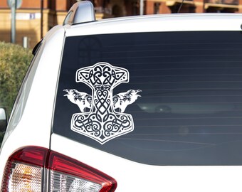 Thor's Hammer Mjolnir Vinyl CAR DECAL Pagan Asatru Norse Viking Sticker ...