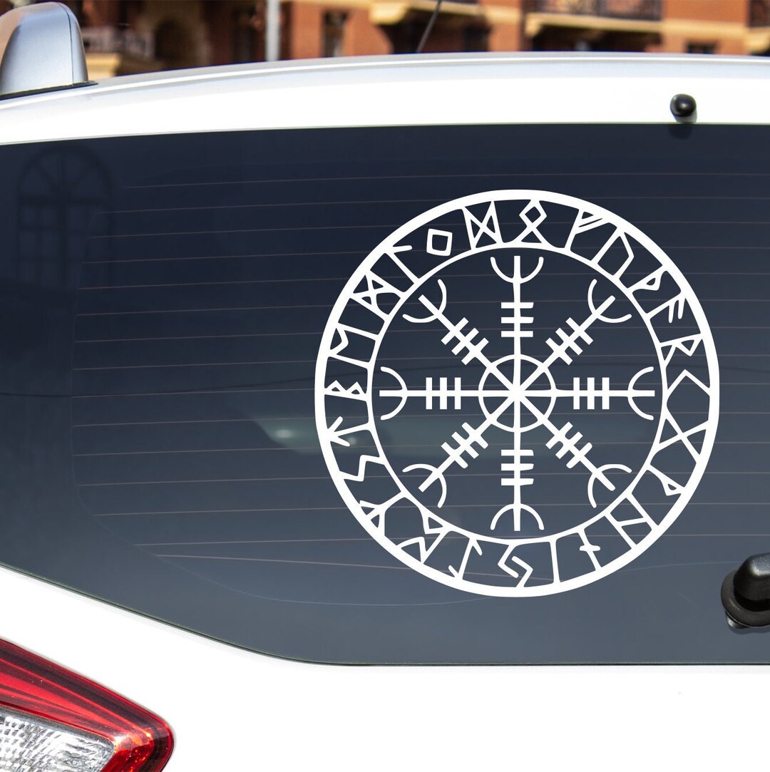 Helm of Awe in Runes Vinyl Car Decal // Norse Viking Waterproof Sticker ...