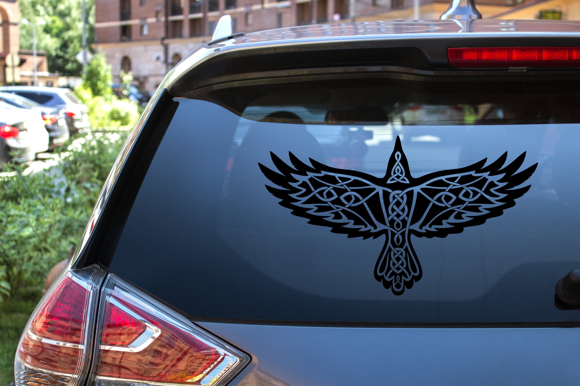 Celtic Knotwork Raven Vinyl Car Decal // Viking Tribal Crow Waterproof ...