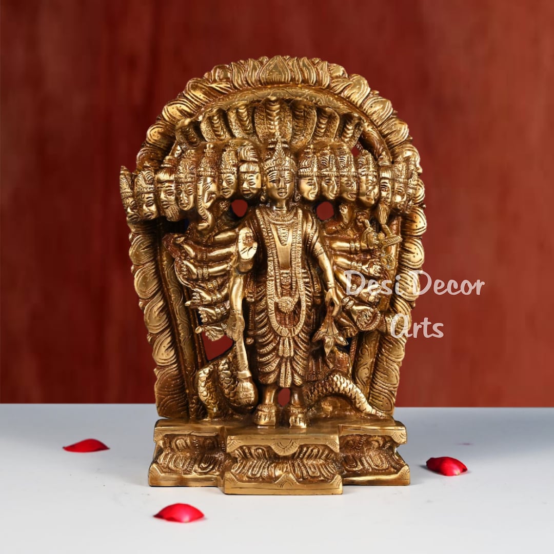 Vishnu DASHAVTAR Statue , 11" Inch Brass Lord Vishnu Narayan Idol ...