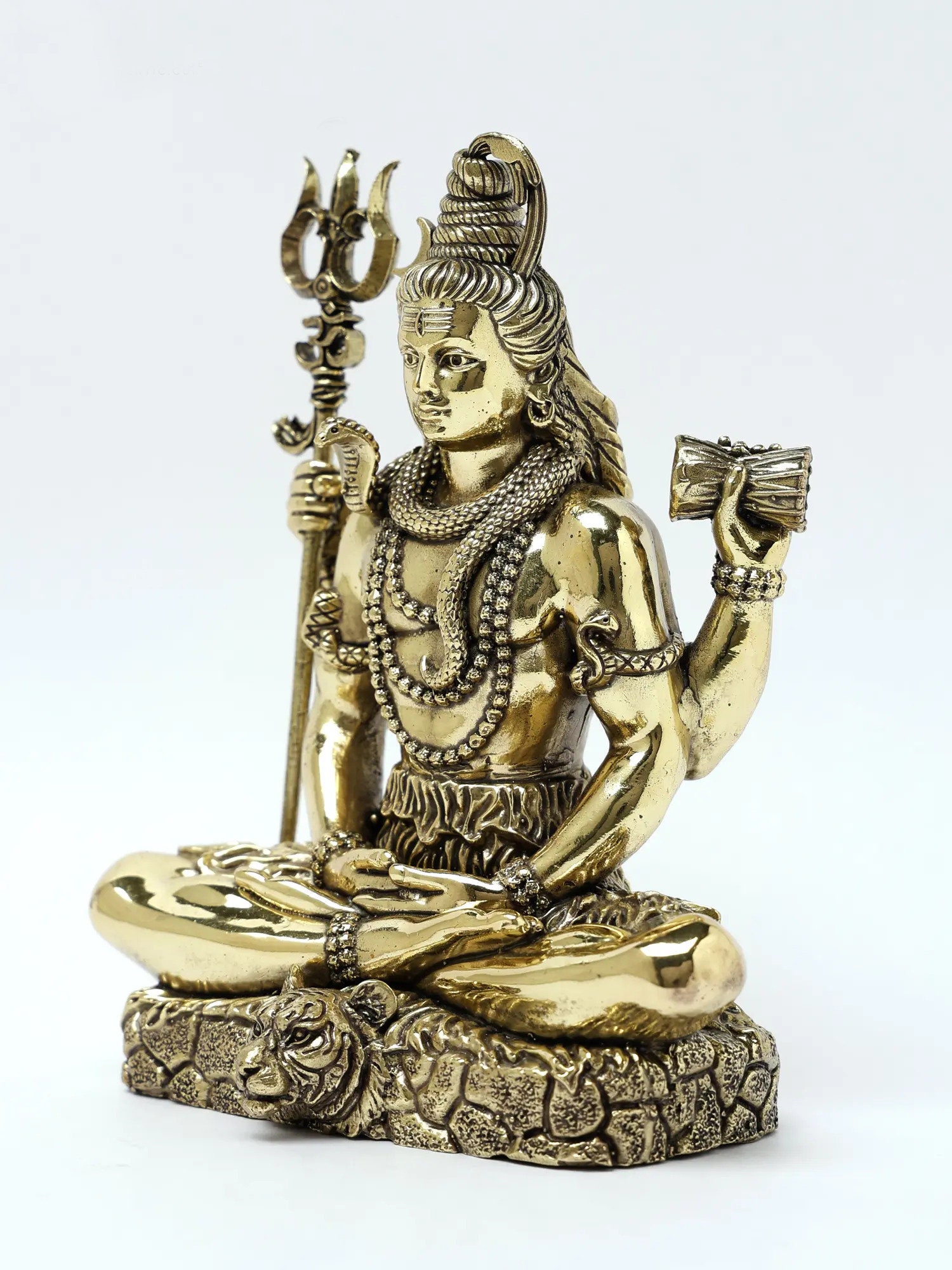 Shiva Statue, 7" Brass Lord Shiv, Siting Mahadeva, Adiyogi, Maha Yogi ...
