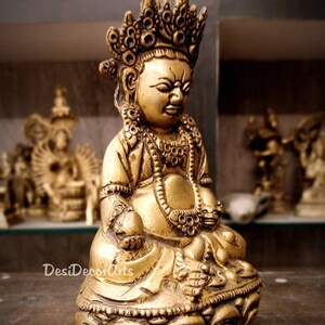 9"brass Lord Kuber Maharaj Statue With an Urn of Gold Coins, Lord of ...