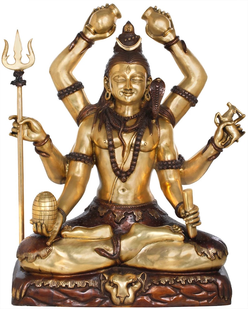 31lord Shiva, Brass Hand Painted Lord Shiv, Large Six Hand Mahadeva ...