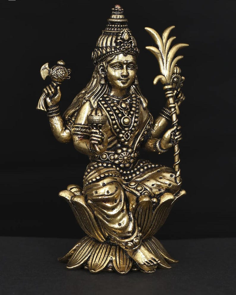 Brass Lalitha Tripura Sundari Statue: Hindu Goddess Idol, 4" - Etsy ...