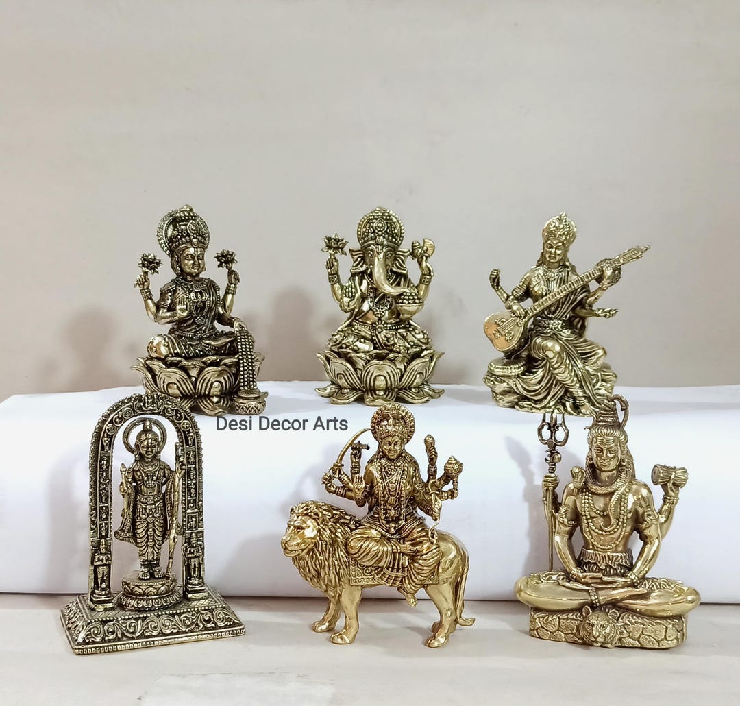 Brass Hindu God Statues: Lakshmi, Ganesh, Saraswati, Shiva, Durga, Ram ...