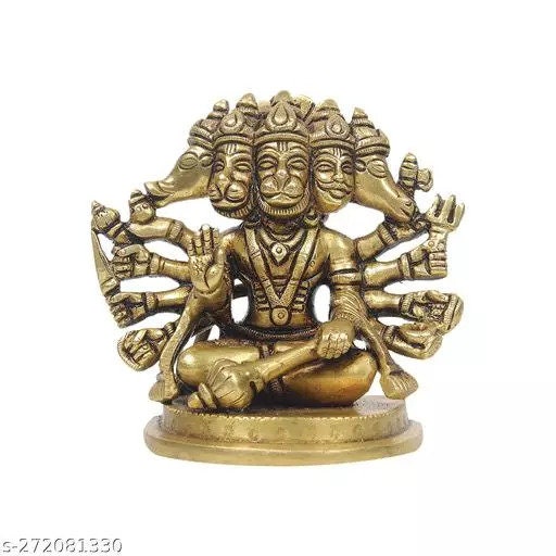 Brass Panchmukhi Hanuman Statue - Hindu Monkey God Altar Murti - Etsy
