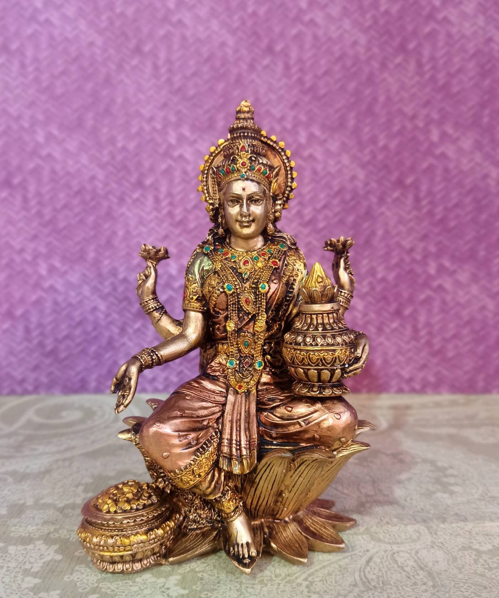 Lakshmi Statue 7 Goddess Laxmi Idol On Louts Sitting Etsy