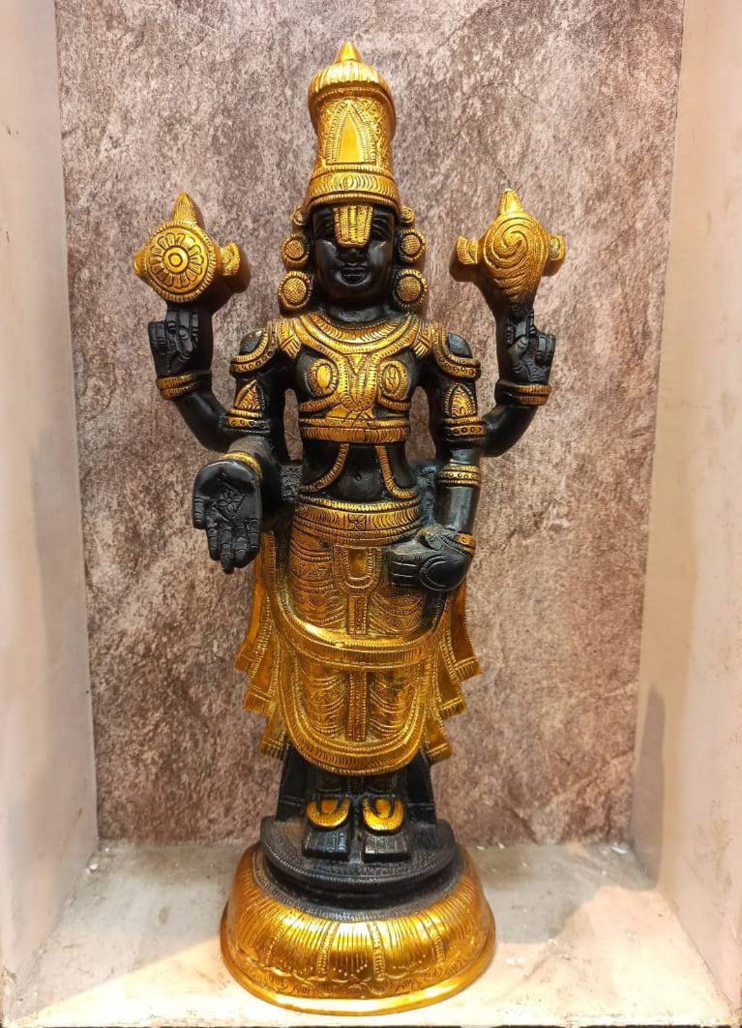 17" Brass Tirupati Balaji Statue: Shree Venkateswara Sculpture - Etsy