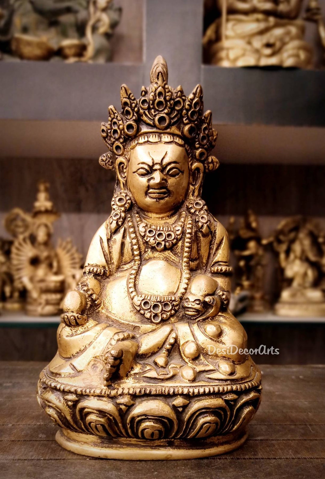 9"brass Lord Kuber Maharaj Statue With an Urn of Gold Coins, Lord of ...