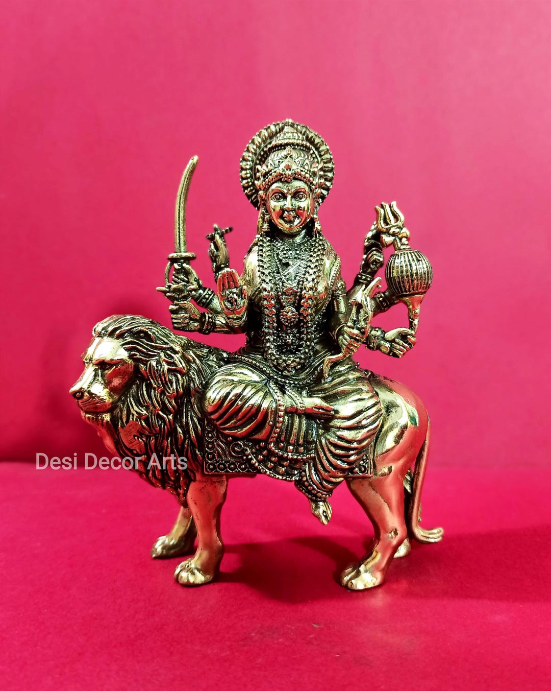 5" Durga Maa Idol Amba Statue, Shaila Putri Kali Sculpture, Brass Durga ...