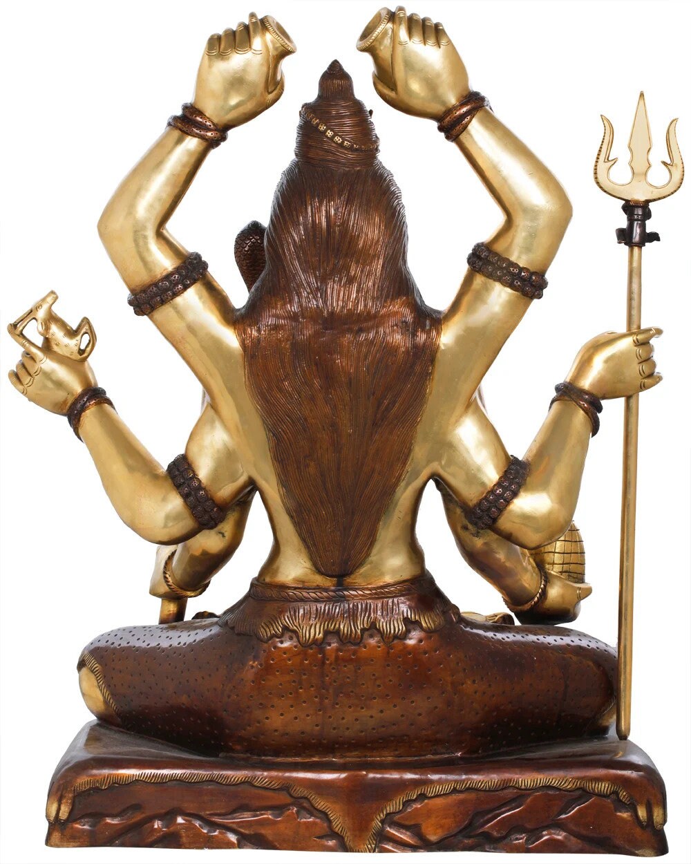 31" Brass Hand-painted Lord Shiva Statue: Six-hand Mahadeva, Temple ...