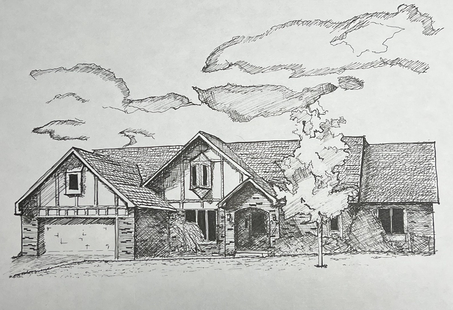 Custom House Drawing Home Drawn House Portrait Chapel Gift Custom ...