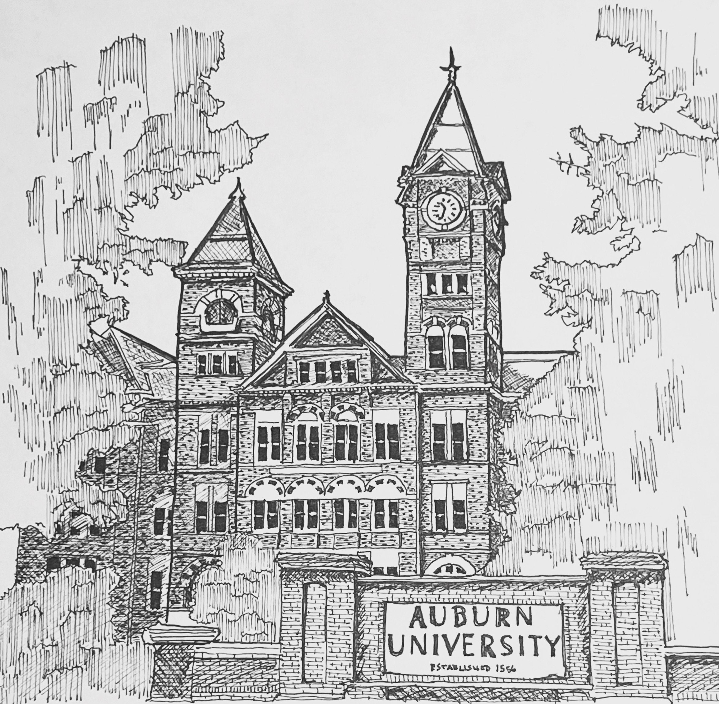 Custom House Drawing Home Drawn University House Portrait Hand Sketch ...
