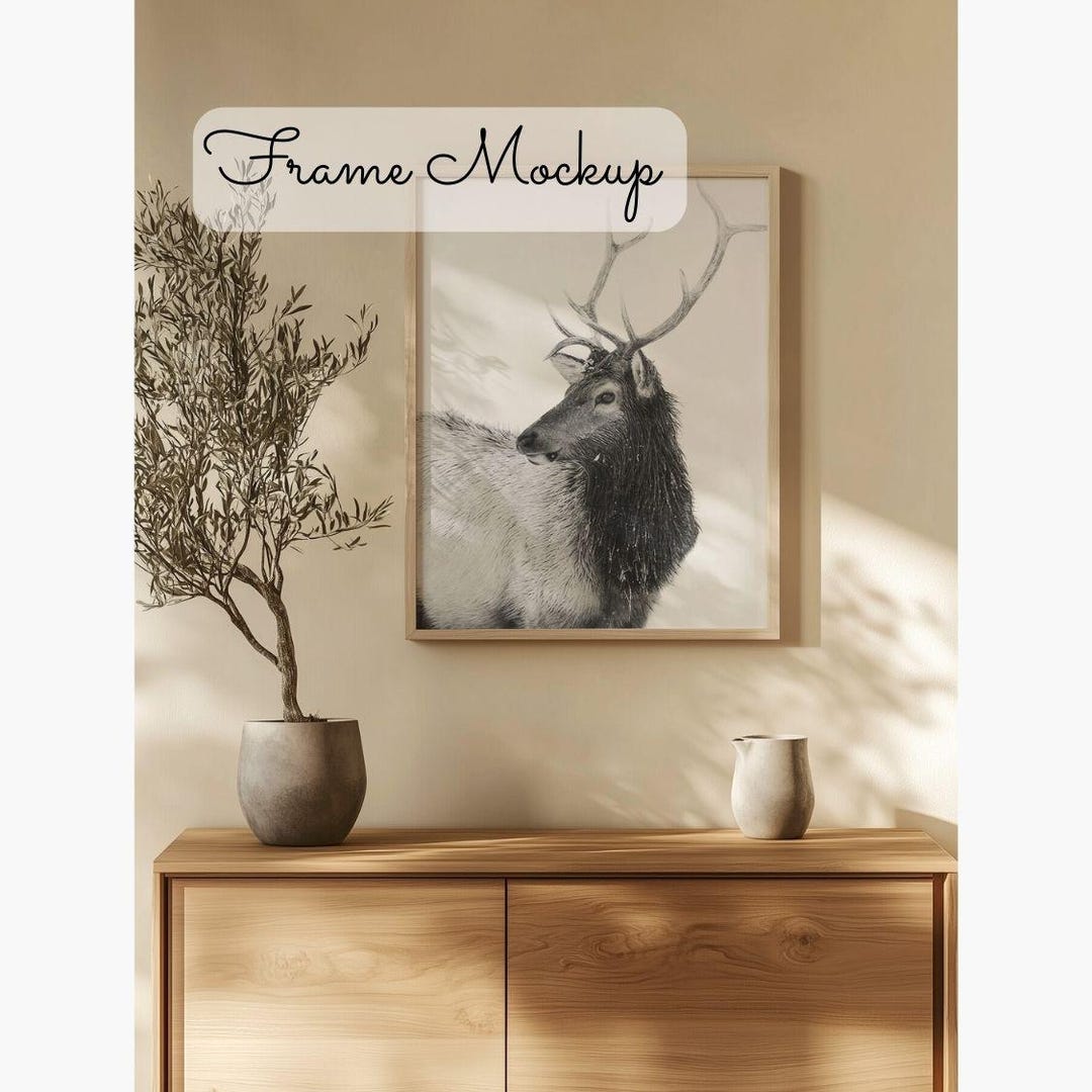 Art Print Mockup, Simplistic Scene for Vertical Art, Dresser Template ...