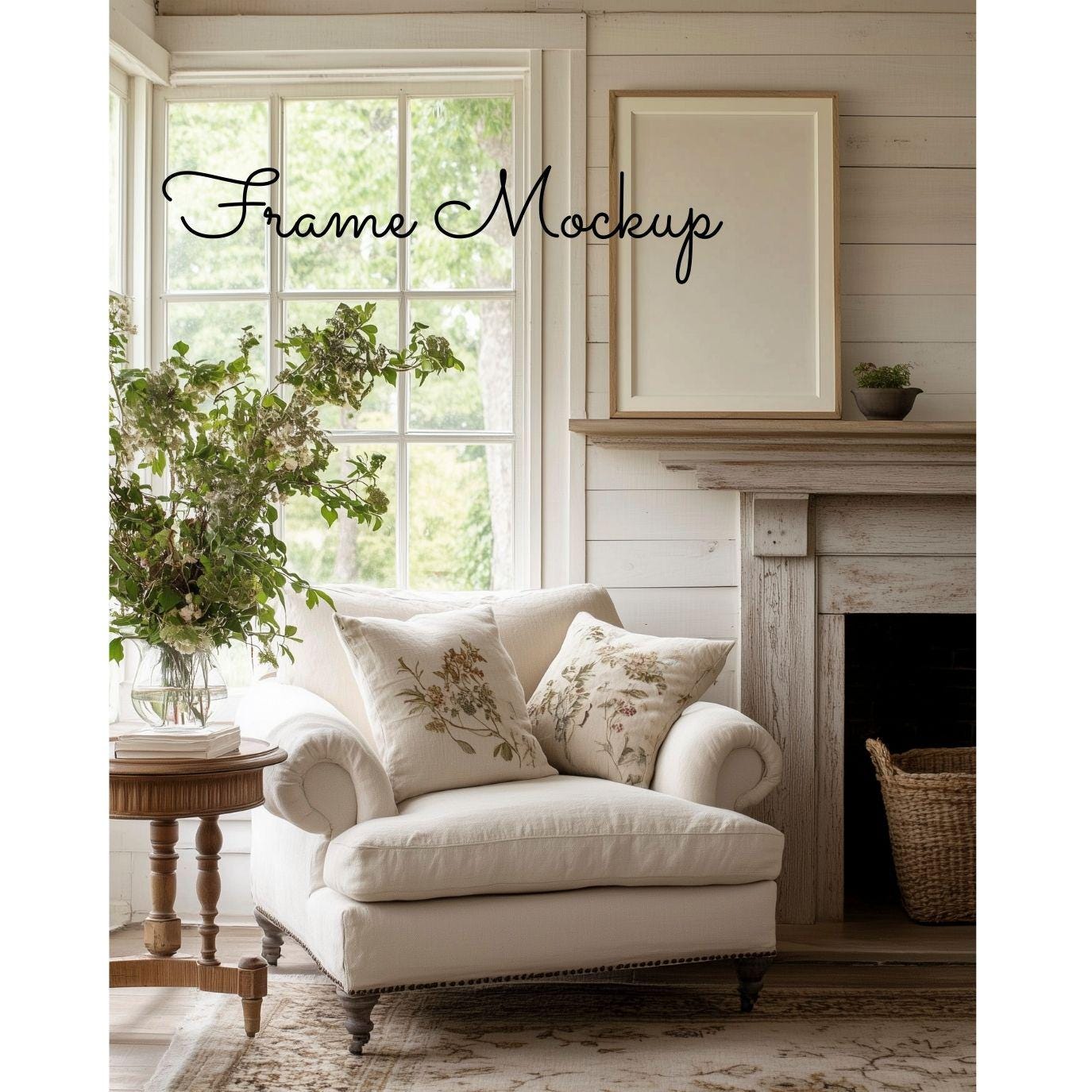 Cottage Core Frame Mockup, PSD Smart Object Template, 2:3 Vertical Art ...