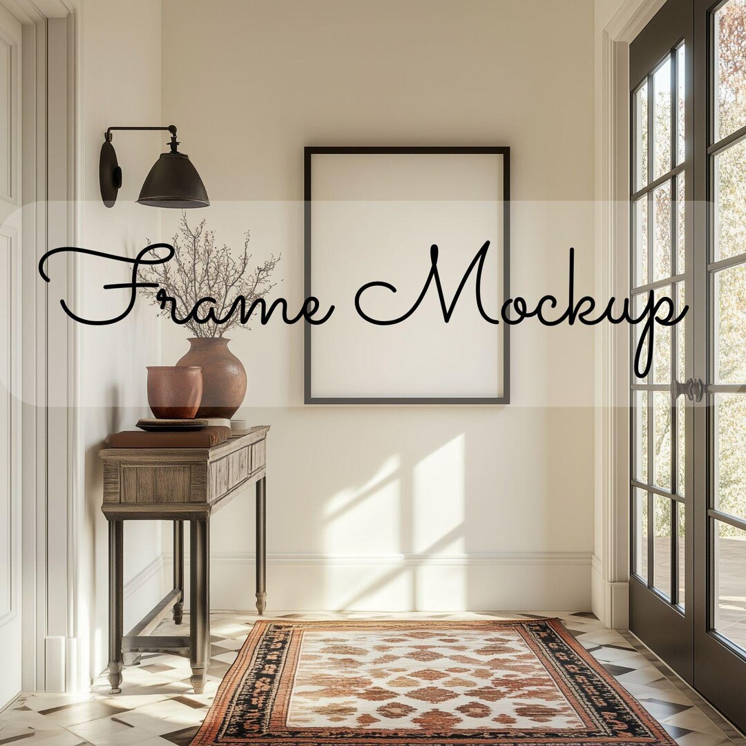 Vertical Art Print Mockup, Entrance Way Mockup, Modern Rustic Art ...