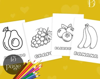 15 Fruits Coloring Pages, Fruit Coloring Pages, Fruit Coloring Book for ...
