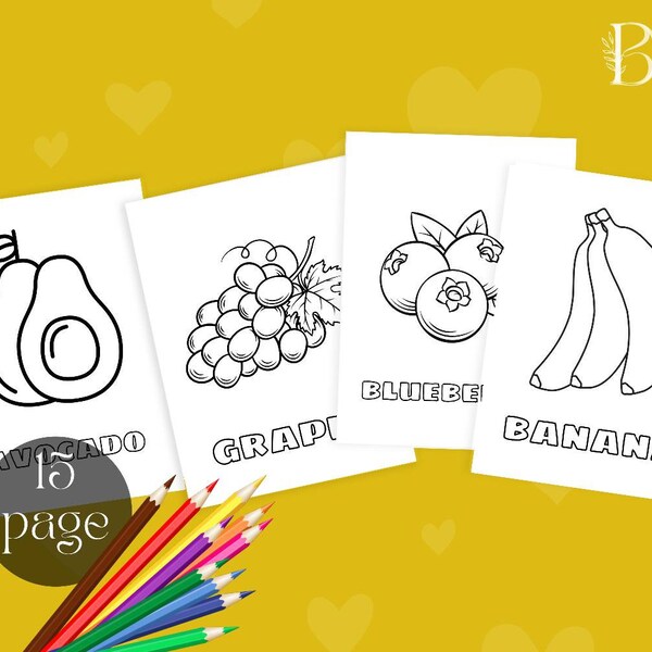Coloring Fruits - Etsy