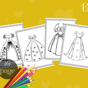 Princess Dress Coloring Pages 10 Printable Princess Dress Coloring ...