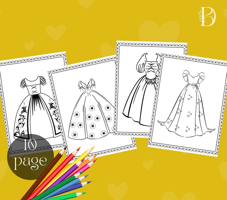 Princess Dress Coloring Pages 10 Printable Princess Dress Coloring ...