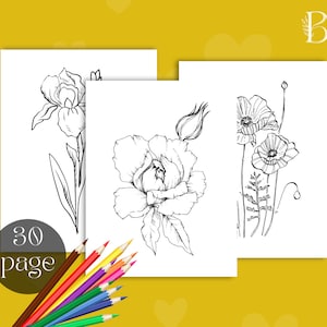 Printable Adult Coloring Pages Botanical Floral Sketches - Etsy