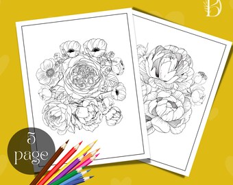 Flower Coloring Page - Etsy