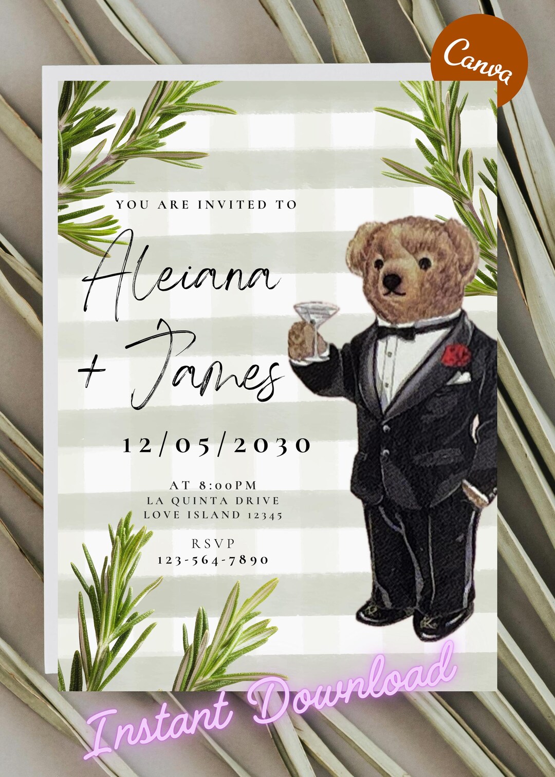 Polo Bear Invitation | Preppy Dinner Party Invite | Tuxedo Bear ...
