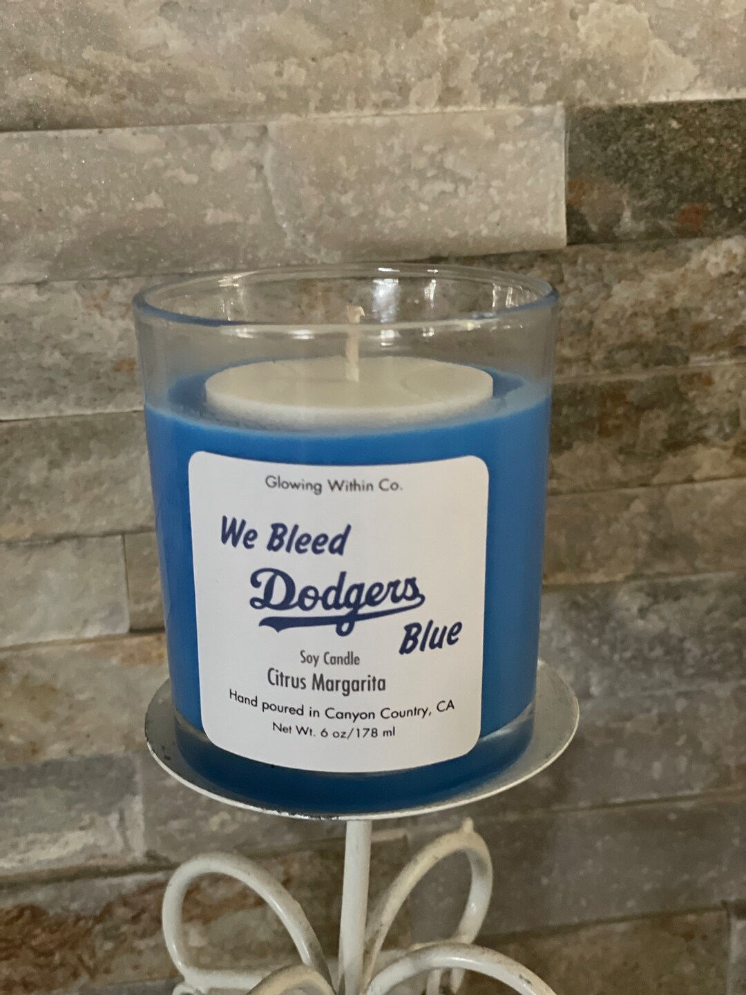 We Bleed Dodger Blue Candle - Etsy