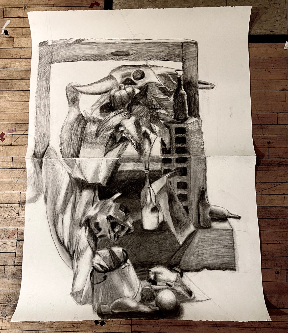 Still Life Charcoal Drawing Wall Decor Original One of a Kind Large ...