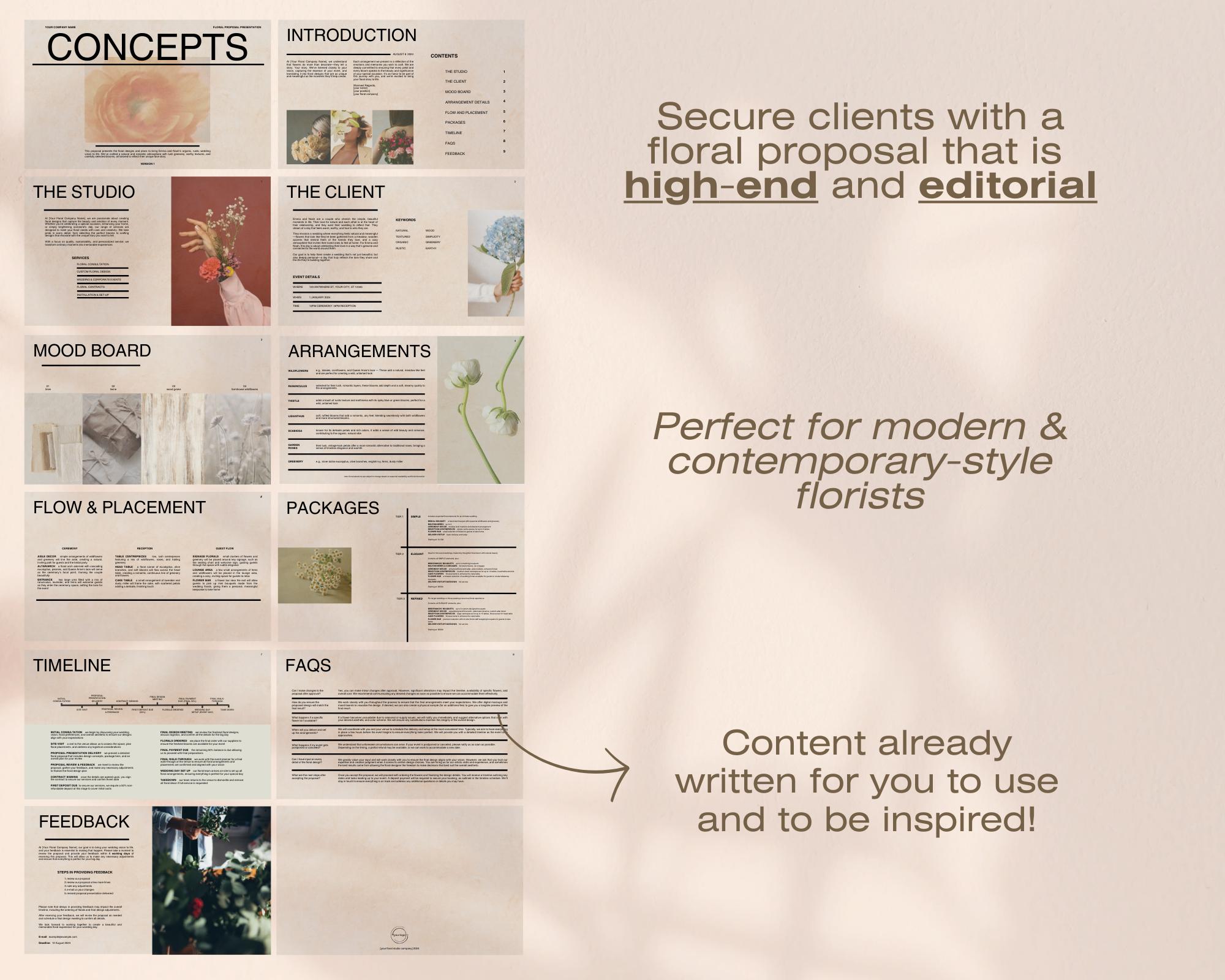 Editable Florist Template Proposal Consultation and Business Card ...