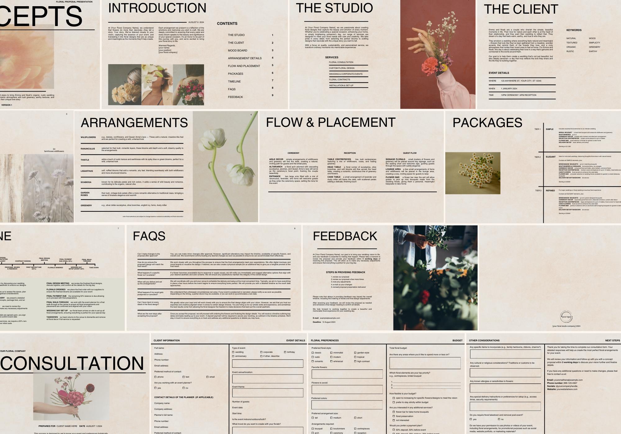 Editable Florist Template Proposal Consultation and Business Card ...