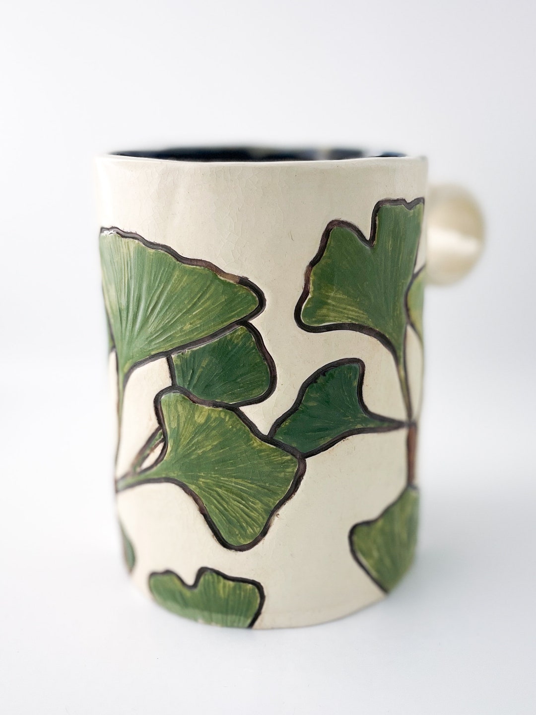 Ginkgo Hand Carved Ceramic Mug - Etsy