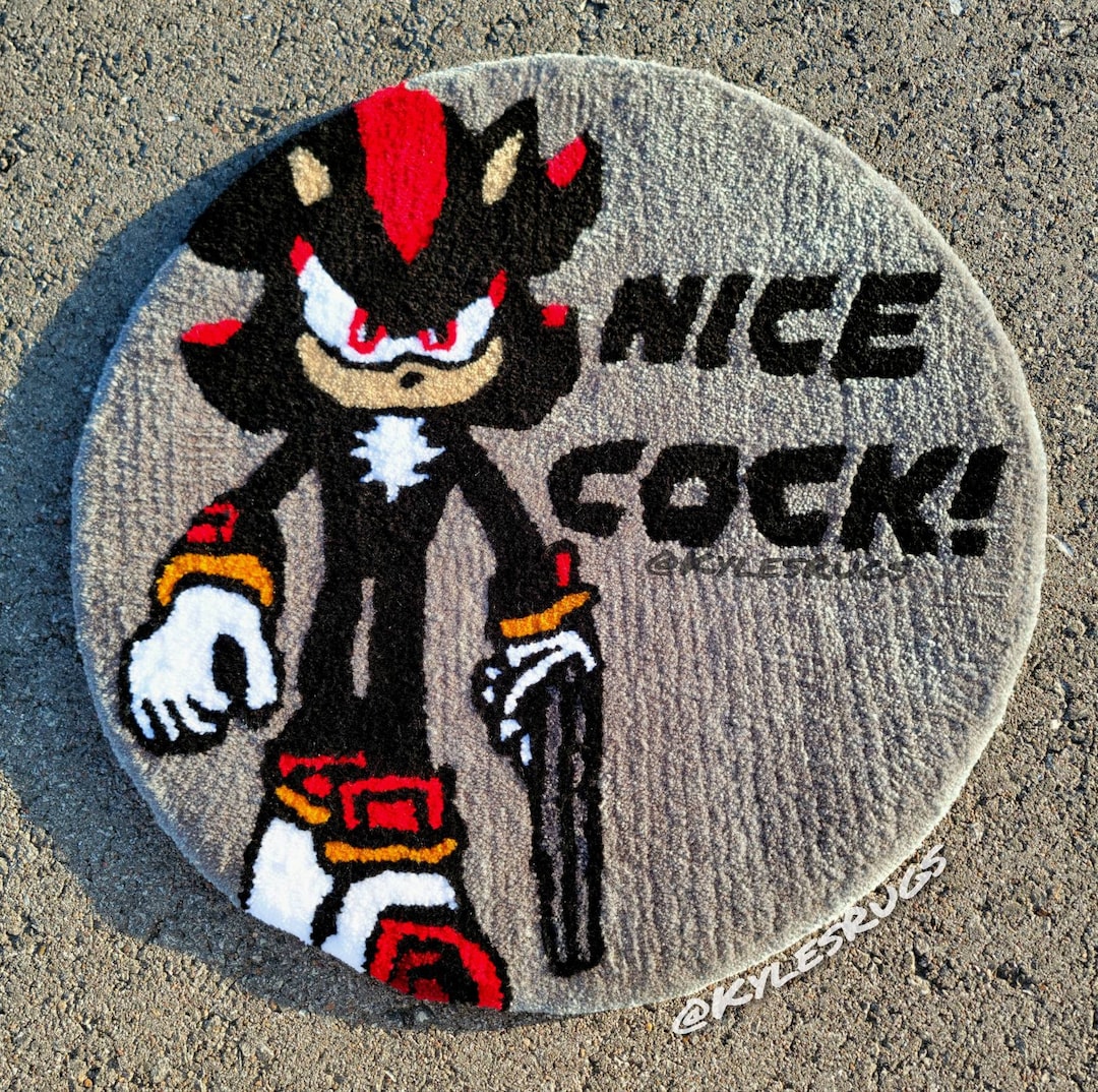 Shadow the Hedgehog 'nice Cock' Circle Handmade Tufted Rug Wall Art ...