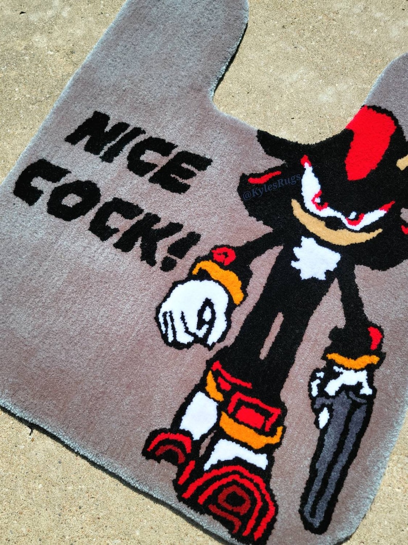 Shadow the Hedgehog "nice Cock" Handmade Tufted Bathroom Rug W/ Color ...