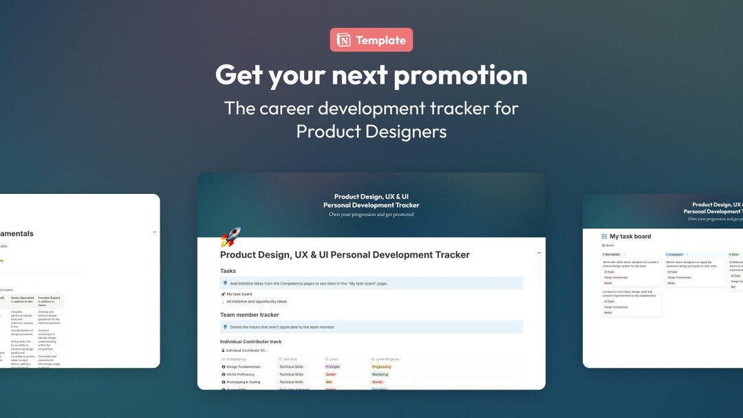 Product Design, UX & UI Career Development Tracker Notion Template - Etsy