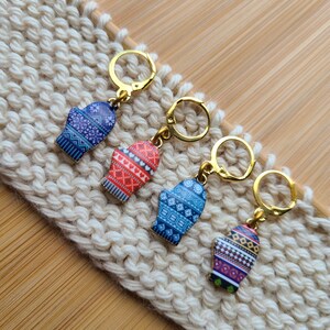 4 Piece Fair Isle Mitten Set - Winter Stitch Marker, Christmas Progress ...