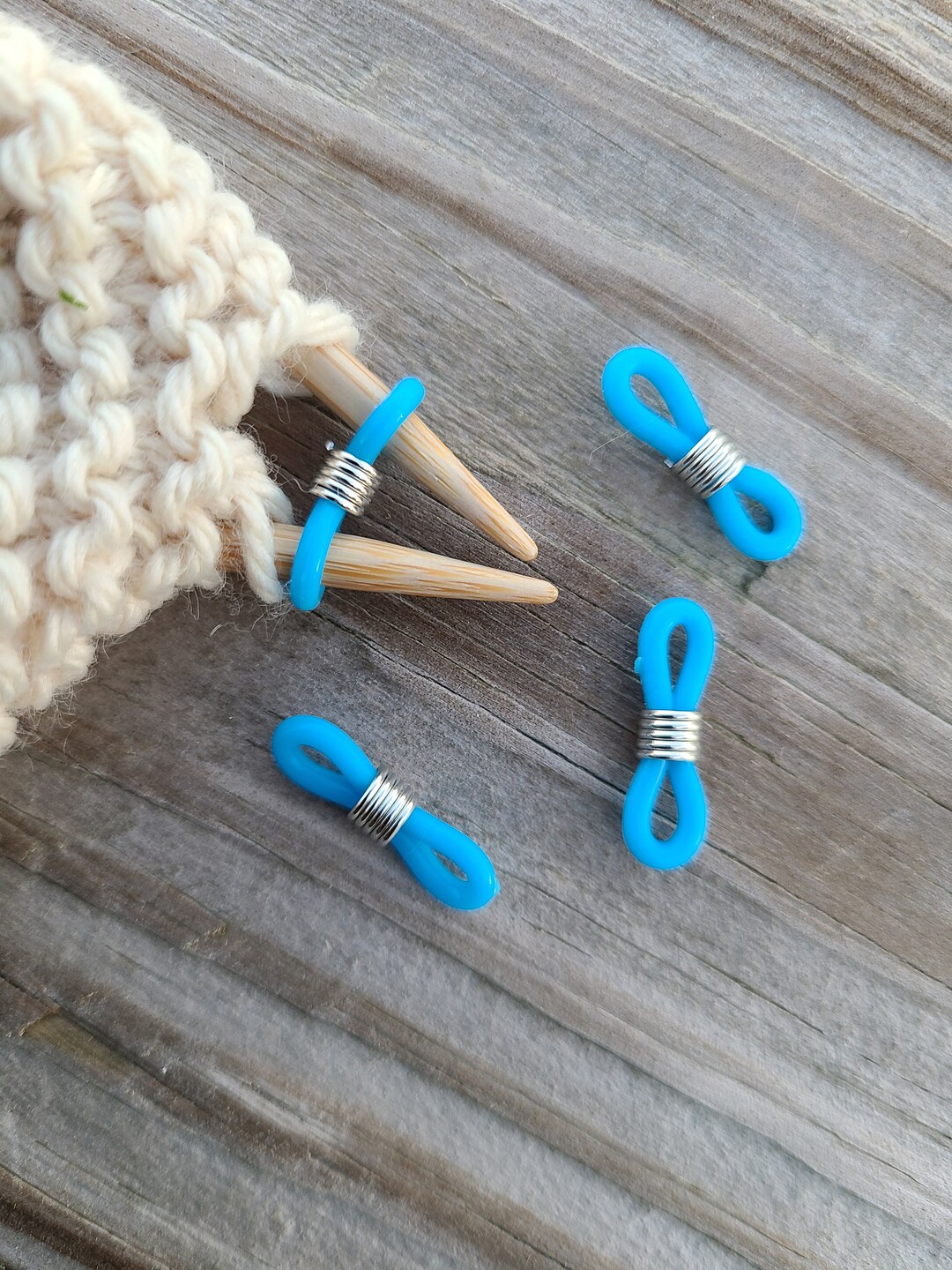 Blue Knitting Needle Stoppers, Project Keeper, Set of 4 - Etsy