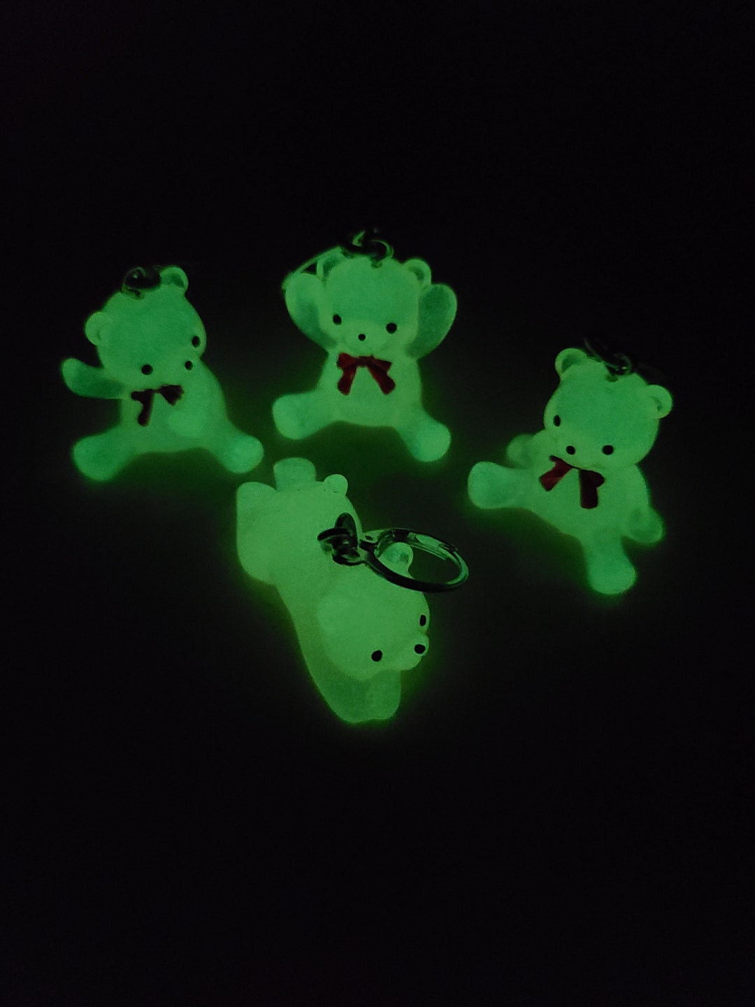 4 Piece Glow in the Dark Teddy Bears Set glowing Stitch Marker, Teddy ...