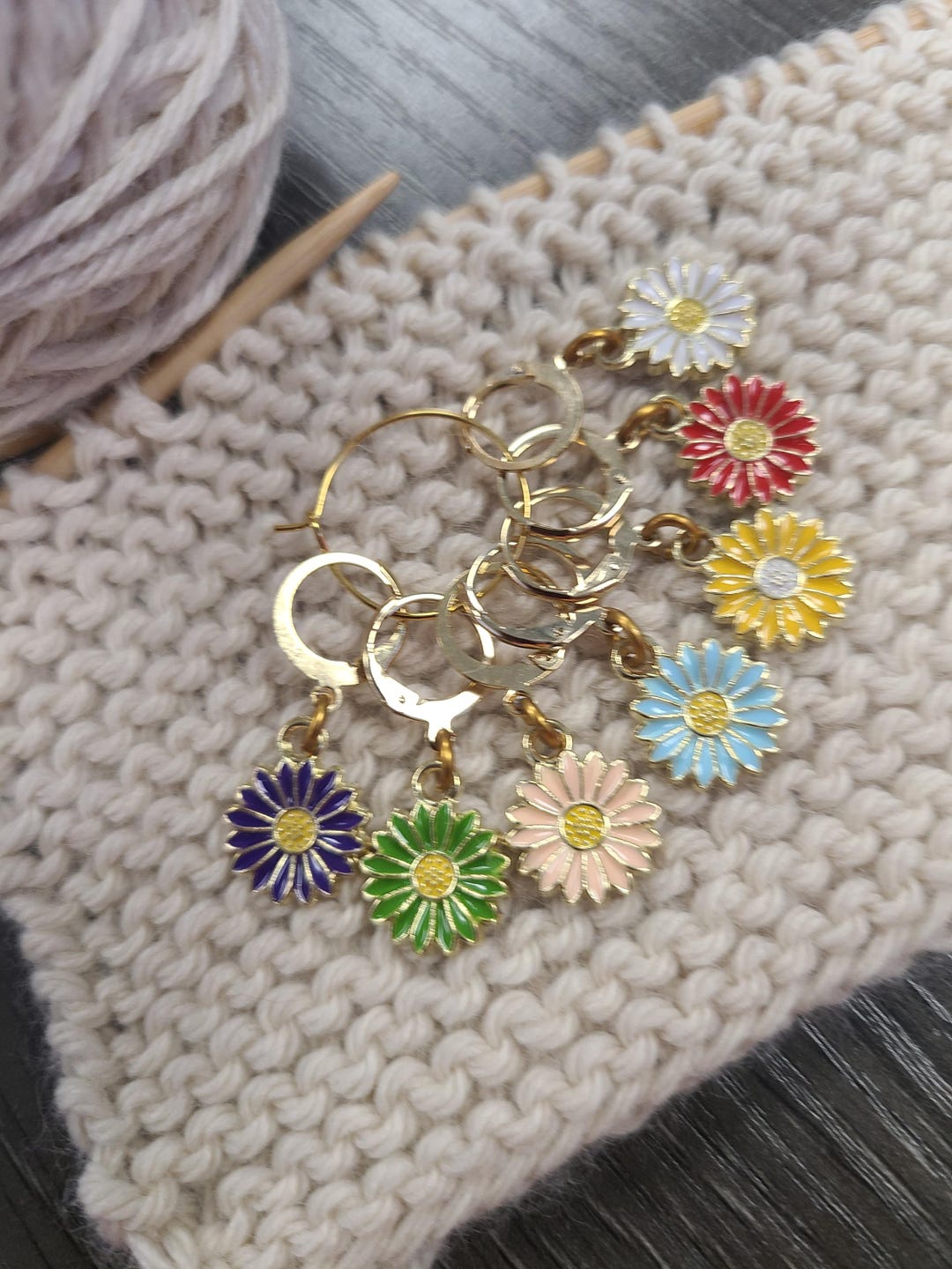 7 Piece Spring Flowers Set in Stitch Markers, Progress Keepers or ...