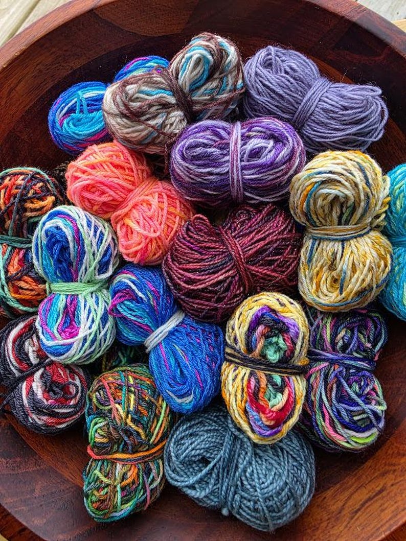 Mystery Sock Yarn Bundle, Mini Skein Set, Hand Dyed Yarn , Wool Yarn ...