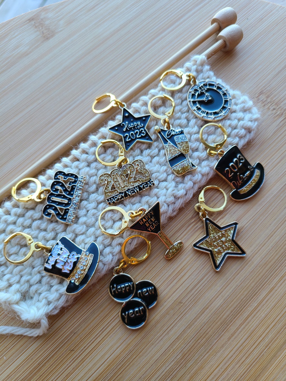 10 Piece 2023 New Years Set Winter Stitch Marker, New Years Progress ...