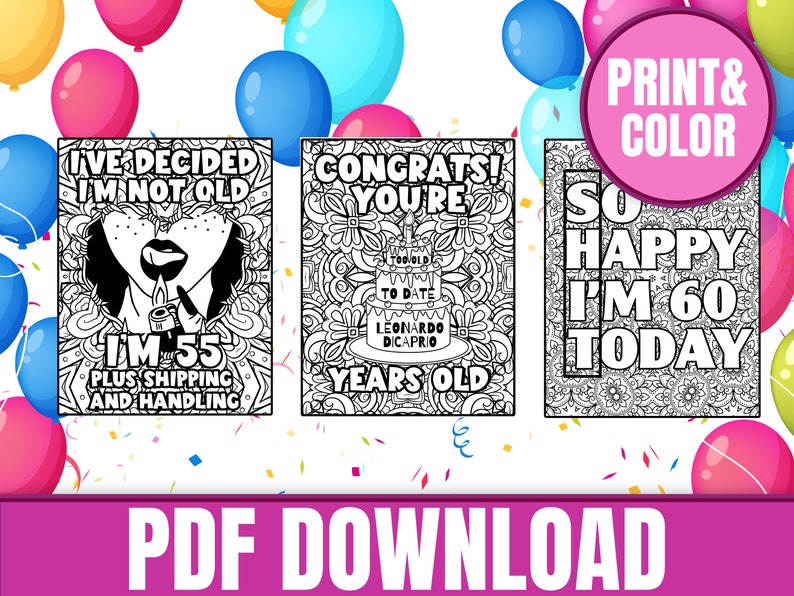 60th Birthday Coloring Book DIGITAL PDF, Sixty and Fabulous Printable ...
