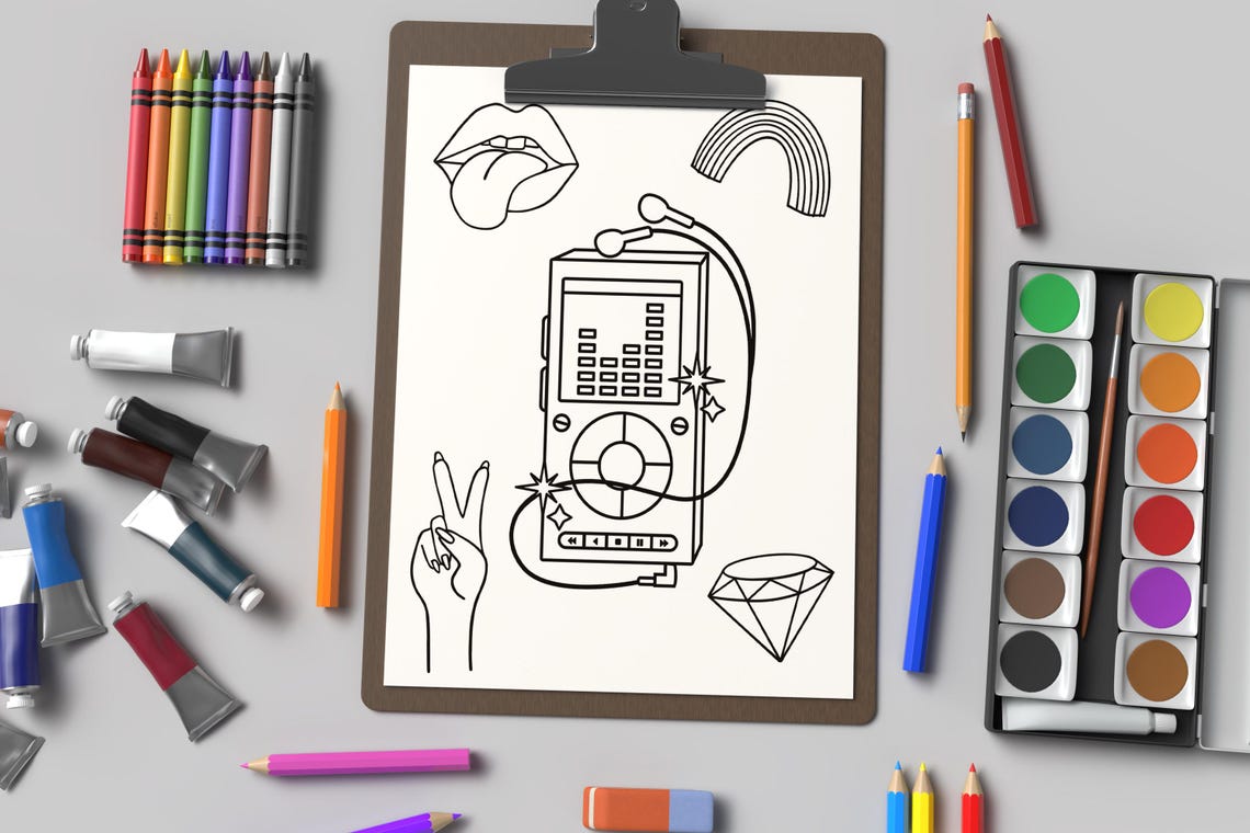 Y2K Coloring Book Instant Download PDF; 20 Bold and Easy Coloring Pages ...