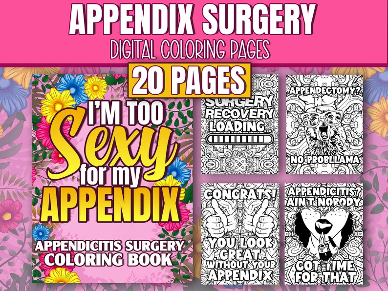Appendix Surgery Digital Coloring Book, Funny and Motivational Quotes ...