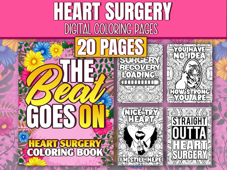 Heart Surgery Digital Coloring Book, Printable Pages for Women With ...