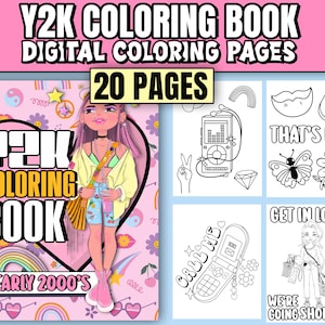 Y2K Coloring Book Instant Download PDF; 20 Bold and Easy Coloring Pages ...