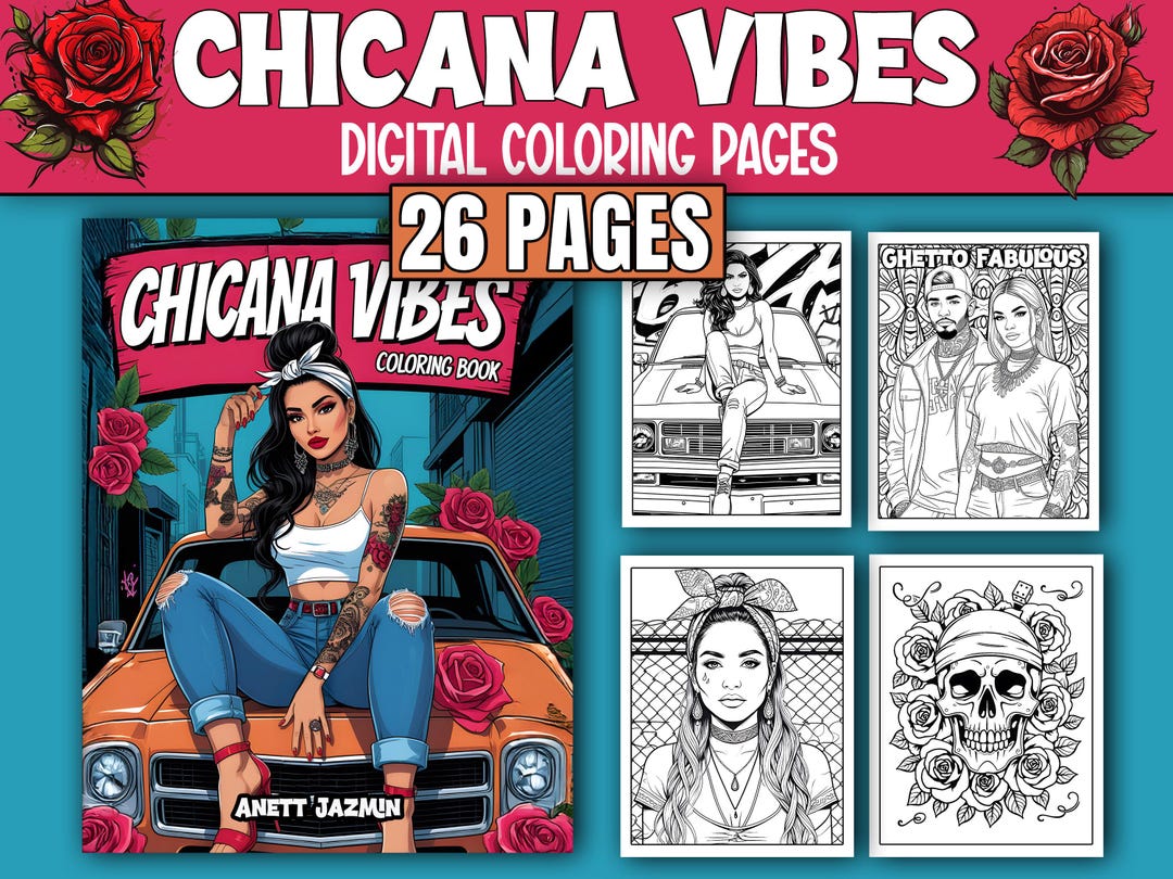Chicana Vibes Digital Coloring Book PDF, Printable Coloring Pages ...
